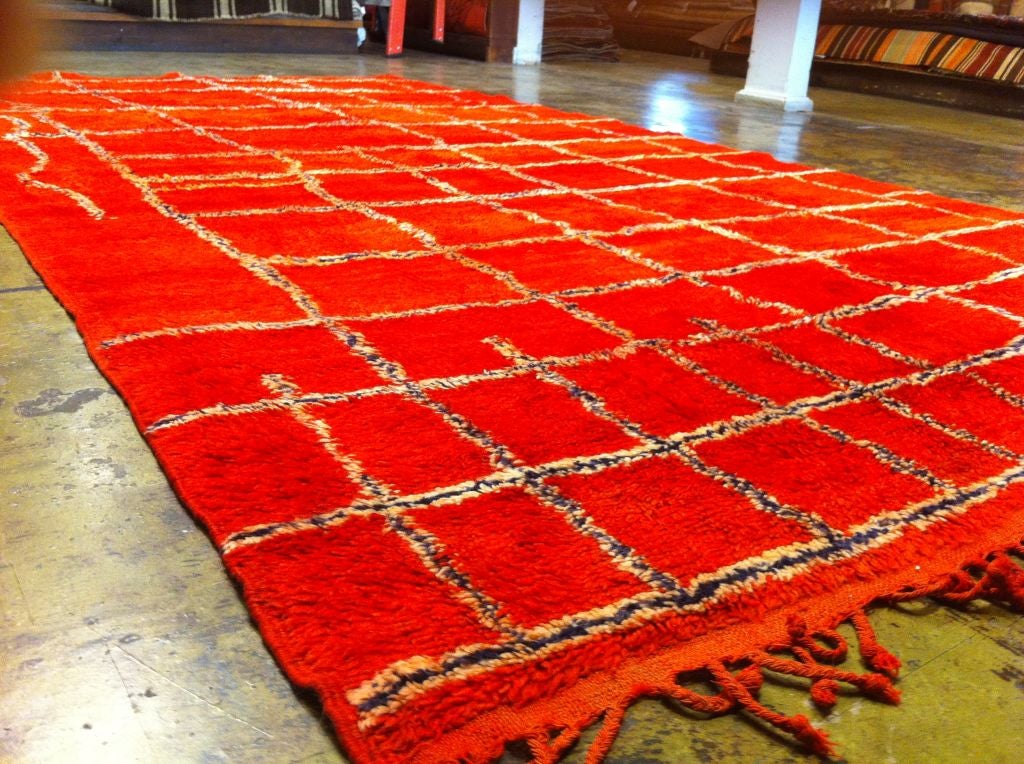 Vibrant Red Moroccan Rug For Sale at 1stDibs