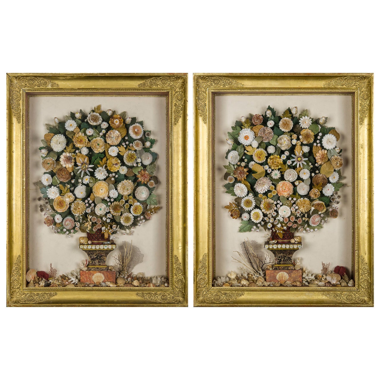 Pair of French Shellwork Still Lifes For Sale at 1stDibs | french for ...