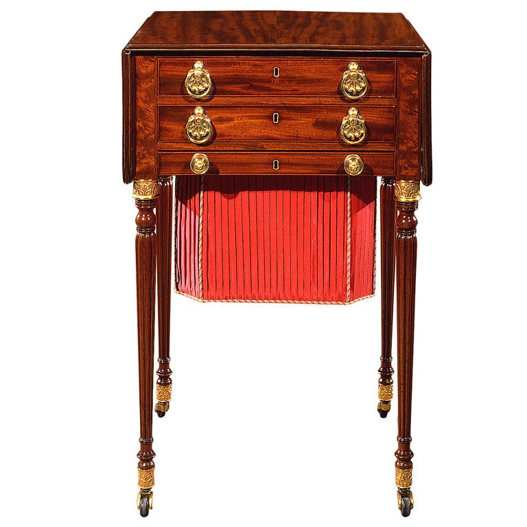 Drop-Leaf Work Table with Reeded Legs at 1stDibs