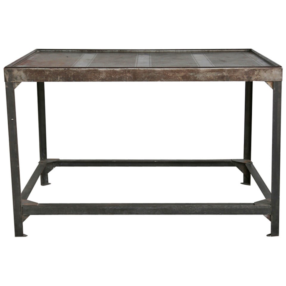 Perforated Steel Mid-Century Vintage Postal Sorting Table at 1stDibs