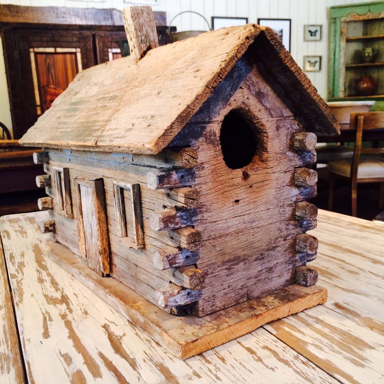 Birdhouse in the Form of a Rustic Log Cabin For Sale at 1stDibs