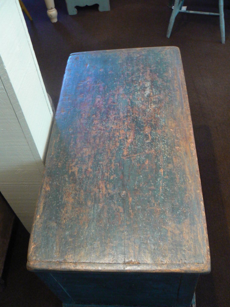 Blue Painted Blanket Chest at 1stDibs