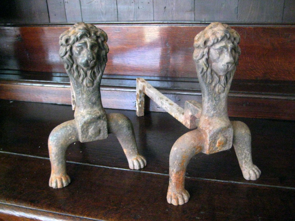 Lion Andirons at 1stDibs