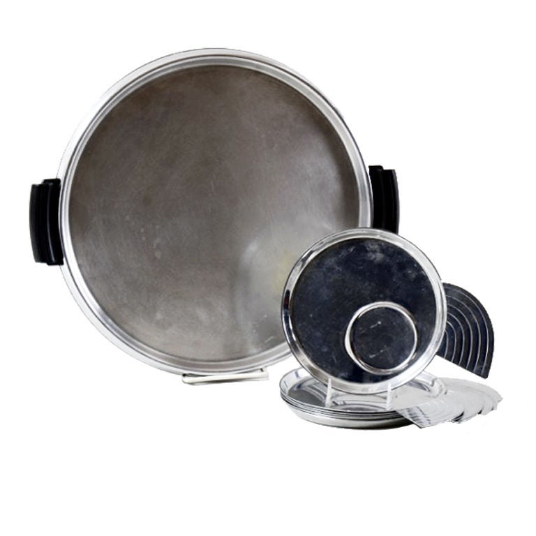 Art Deco Chrome Tray and Winged-plates by Chase at 1stDibs