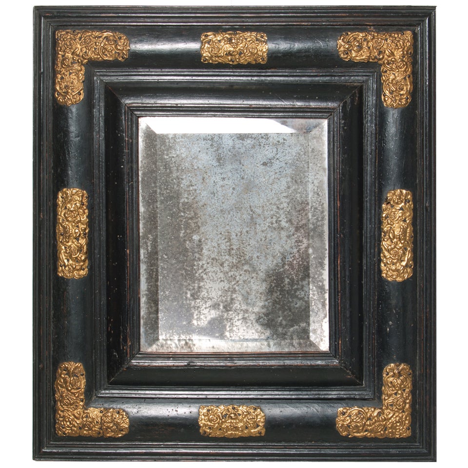 Ebonized Mercury Mirror with Decorative Hardware at 1stDibs