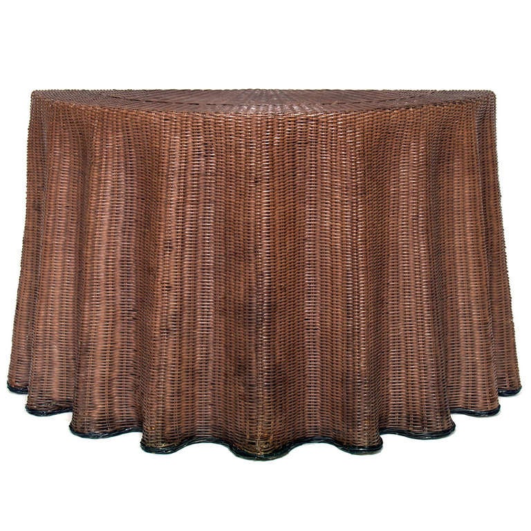 Whimsical Drape Rattan Console at 1stDibs