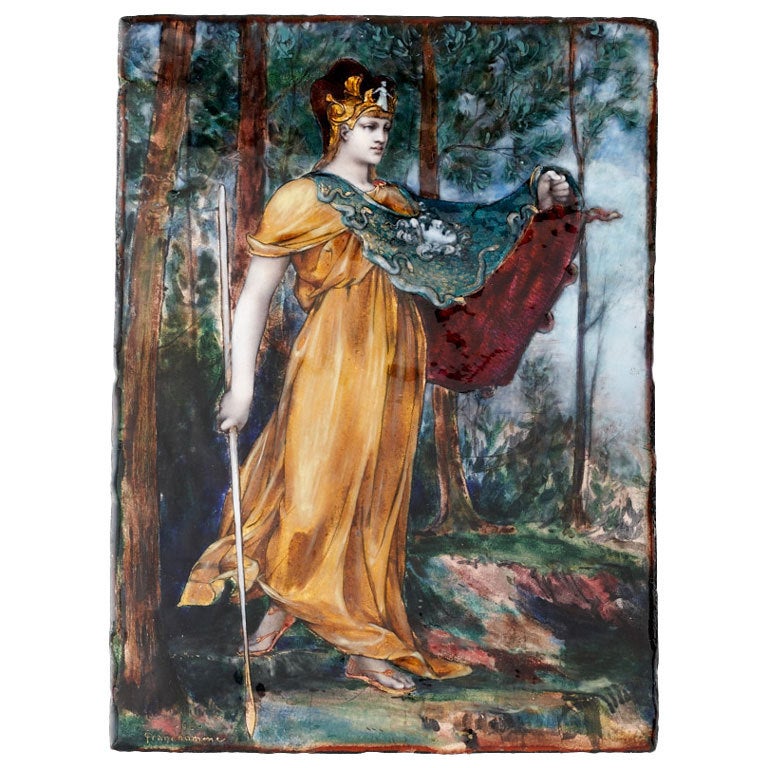 Art Nouveau Athena Enamel Plaque By Paul Victor Grandhomme For Sale at ...