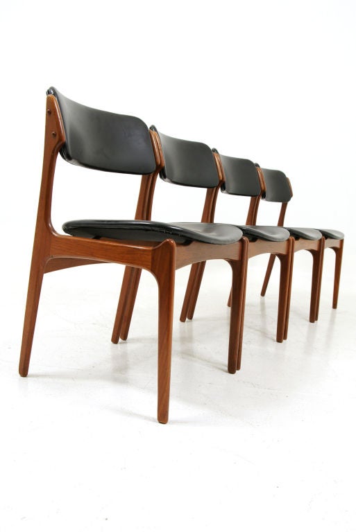 Set 4 Tek Danish Modern Dining Chairs by Erik Buck at 1stDibs