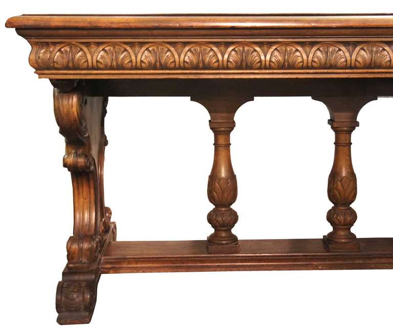Italian Baroque Style Walnut Library Table/Desk at 1stDibs