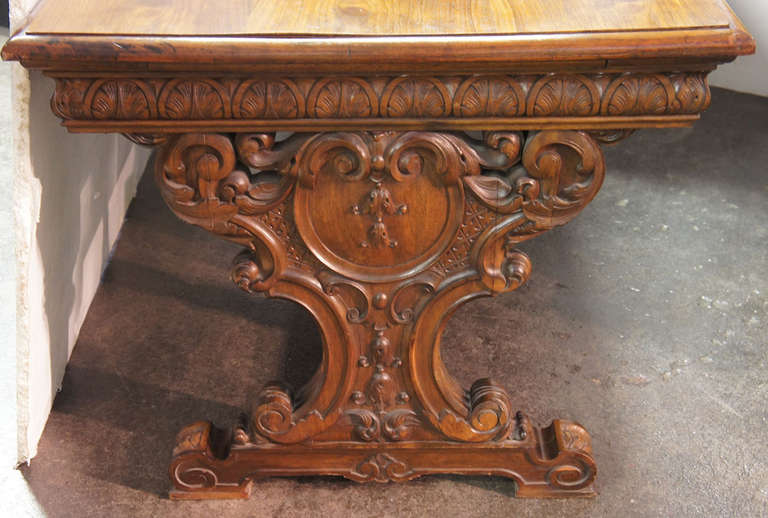 Italian Baroque Style Walnut Library Table/Desk at 1stDibs