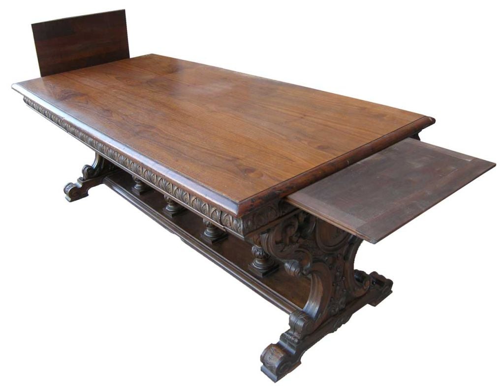 Italian Baroque Style Walnut Library Table/Desk at 1stDibs