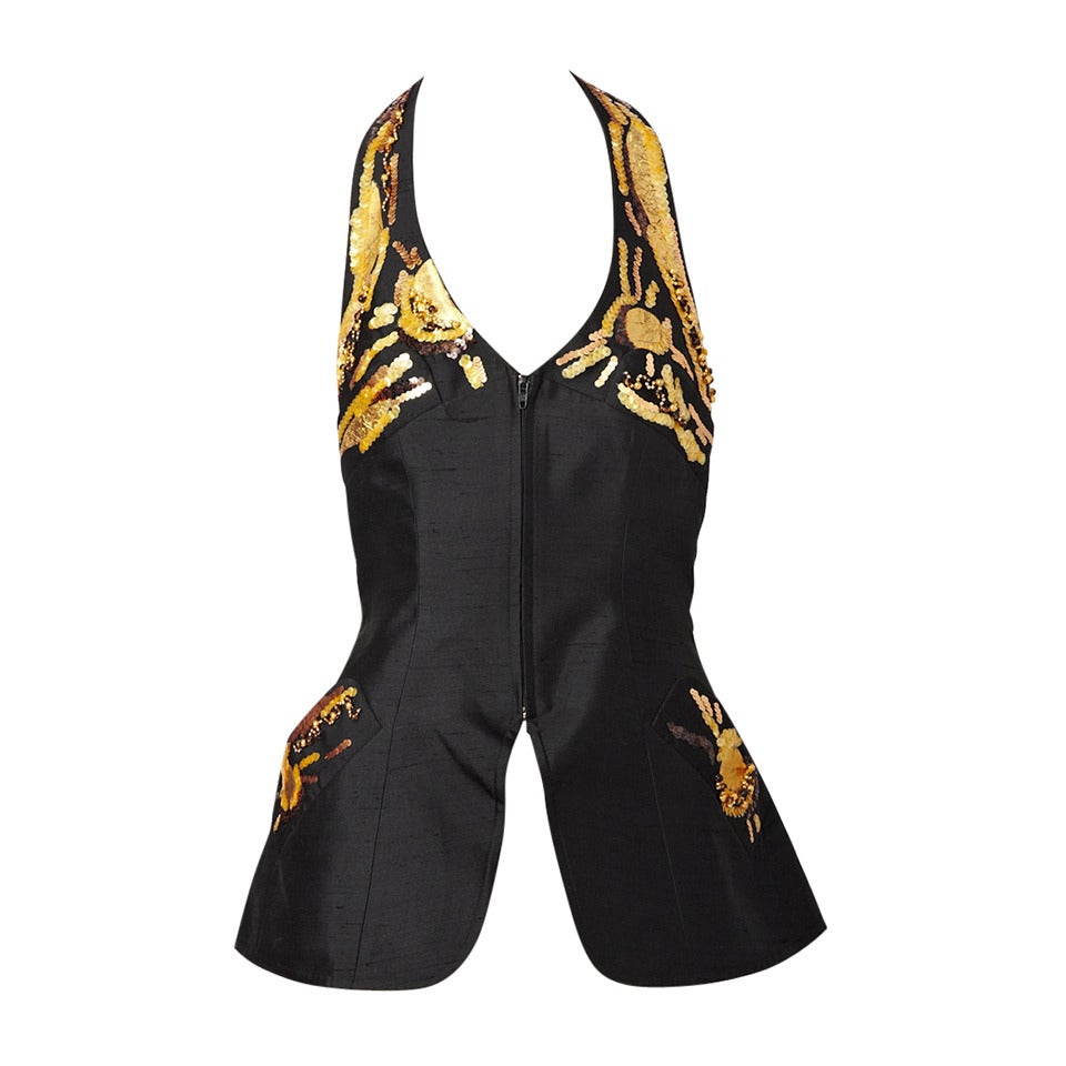 Christian LaCroix Sleeveless Sequined Halter Jacket at 1stDibs