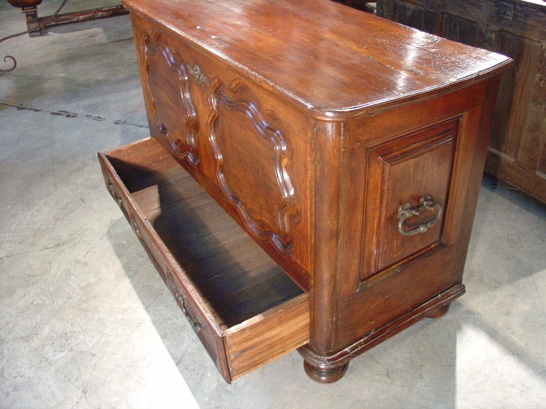 18th Century Walnut Wood French Trunk with Lower Drawer at 1stDibs