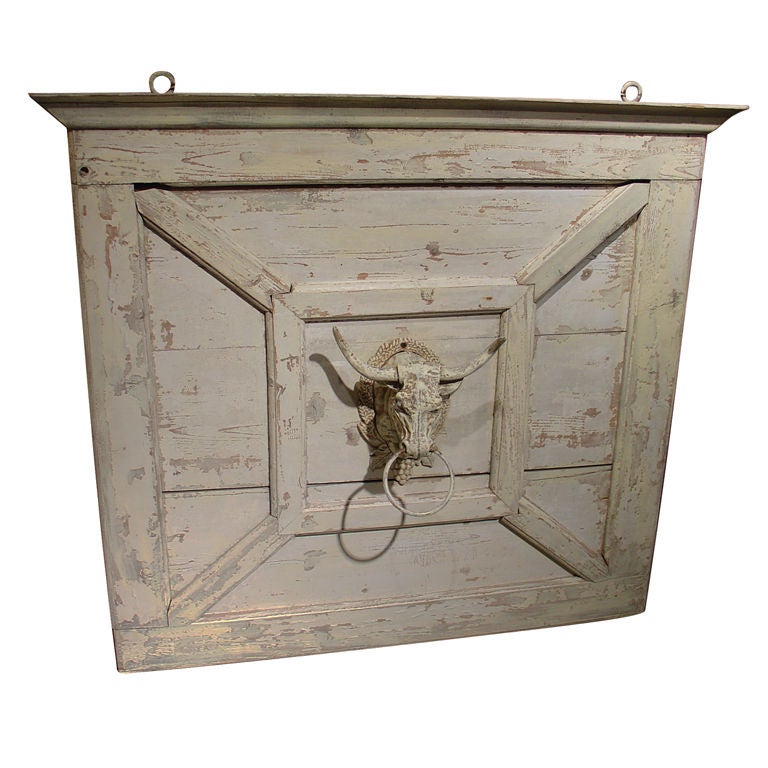Painted Antique Architectural Steer Head Panel from France at 1stDibs