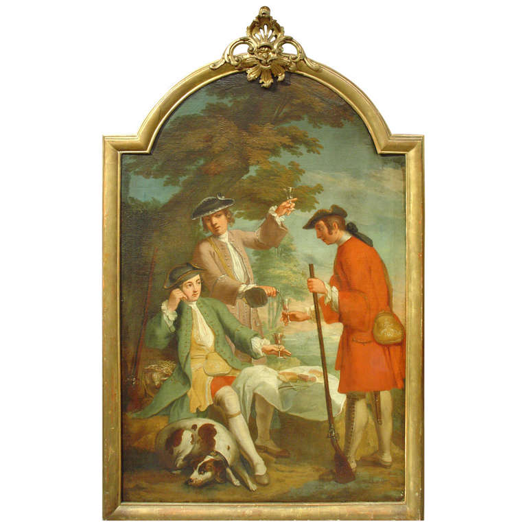 Antique French Oil Painting by Bernard Joseph Wampe, 1740 at 1stDibs
