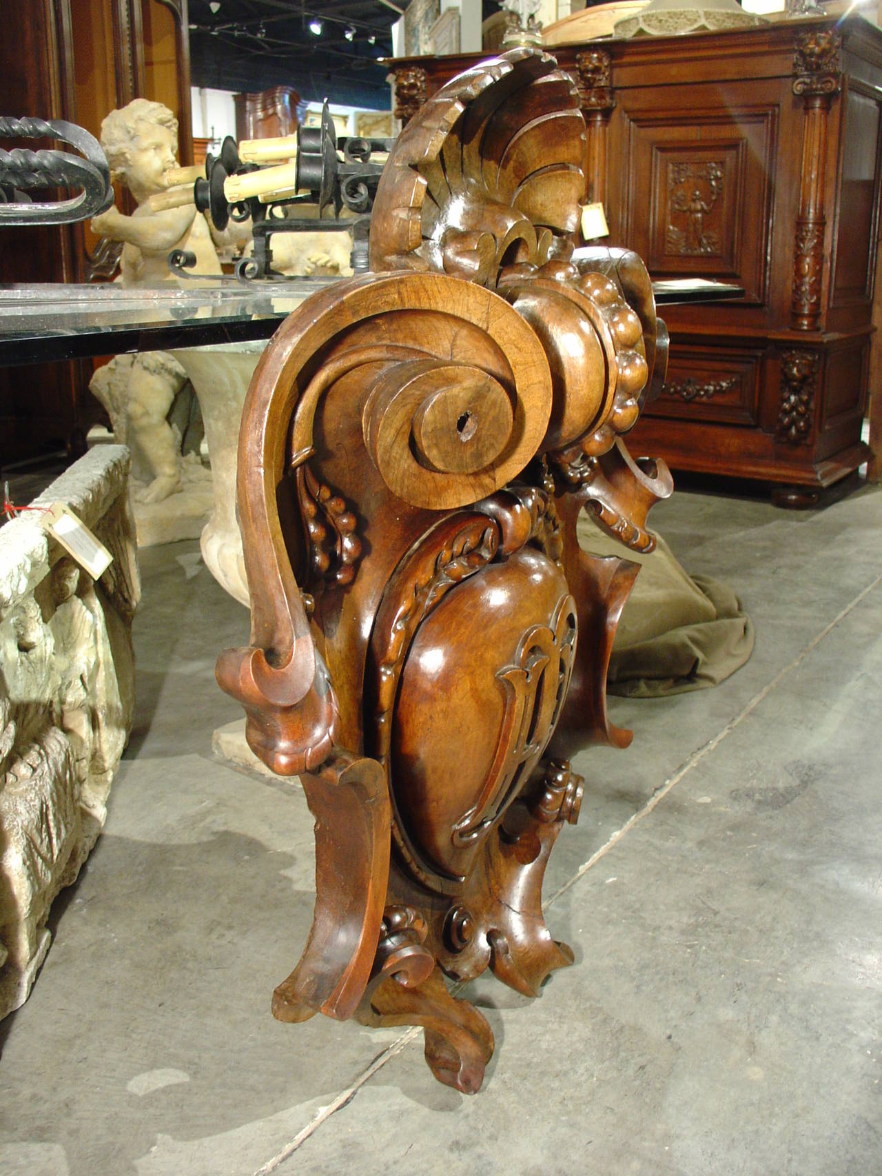 Antique Carved Wood Cartouche from France, C. 1900 at 1stDibs