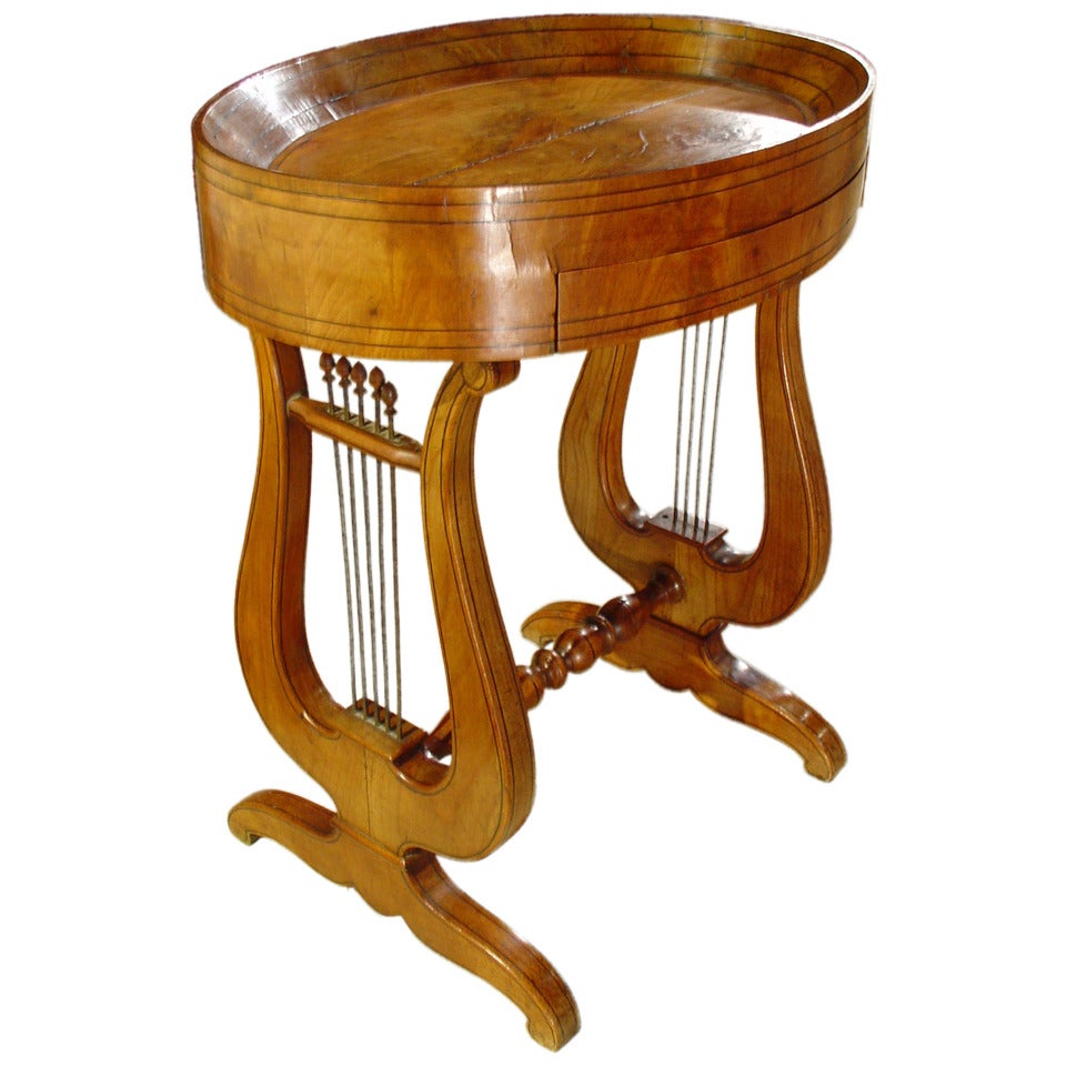 Antique Lyre Shaped Side Table from France, Late 1800's at 1stDibs ...