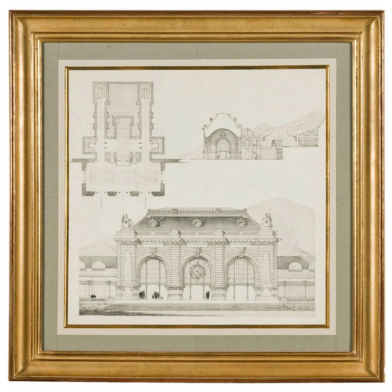 Architectural Project Drawing For A Facade, C. 1900 at 1stDibs