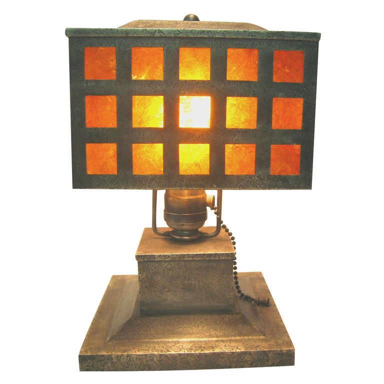 Heintz Art Metal Square Lamp For Sale at 1stDibs