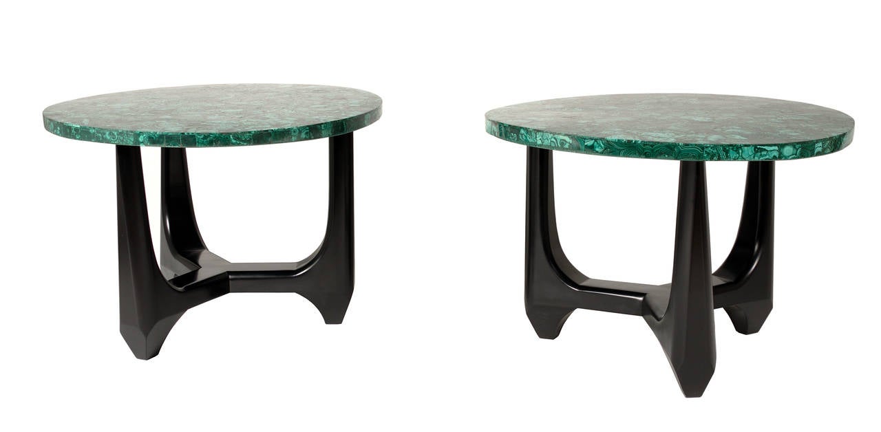 Pair of Side Tables in Malachite at 1stDibs