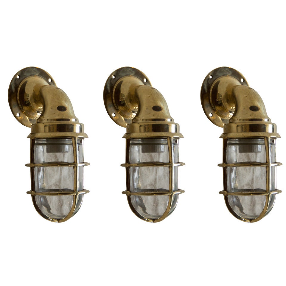 Set of 3 Large English Brass Nautical Ship's Lights at 1stDibs