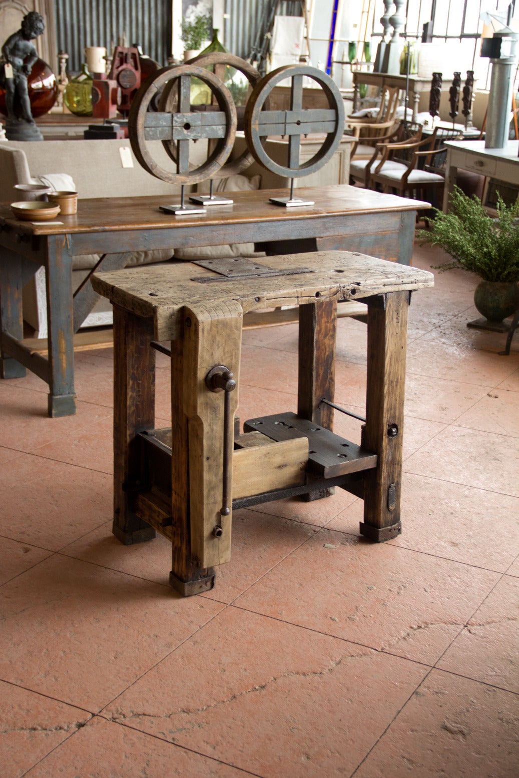 Small Antique French Work Bench at 1stDibs