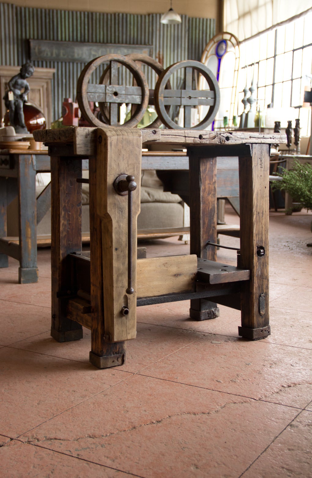 Small Antique French Work Bench at 1stDibs