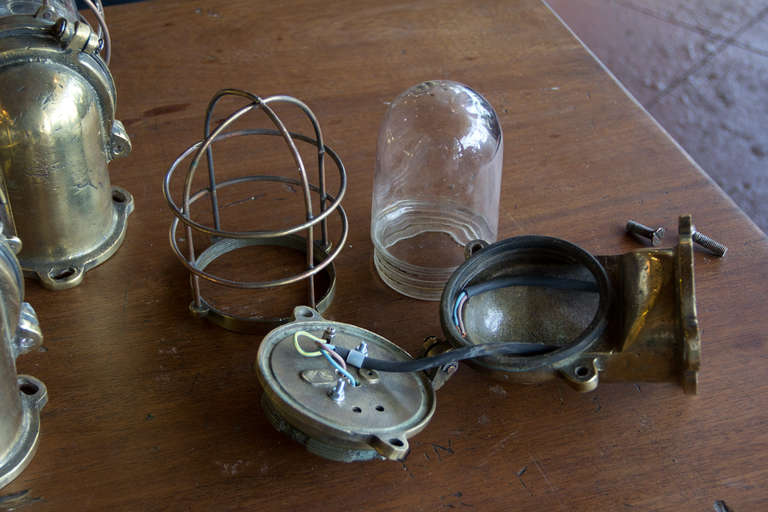 Set of 3 Vintage Heavy Brass Nautical Lights at 1stDibs | vintage ...