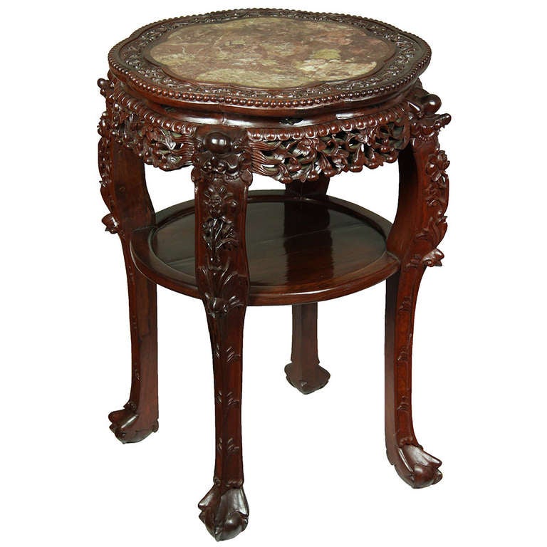 Large Chinese Table with Marble Top For Sale at 1stdibs