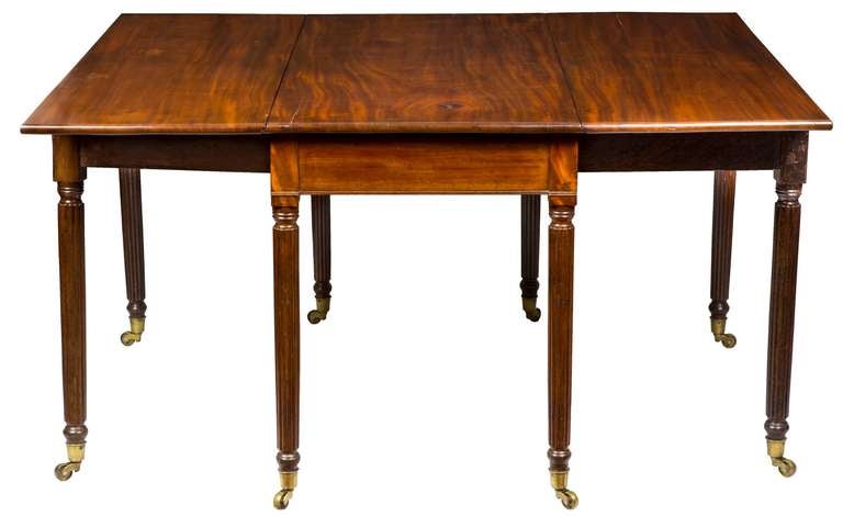 Mahogany Drop-Leaf Table with Eight Reeded Legs, Probably American ...