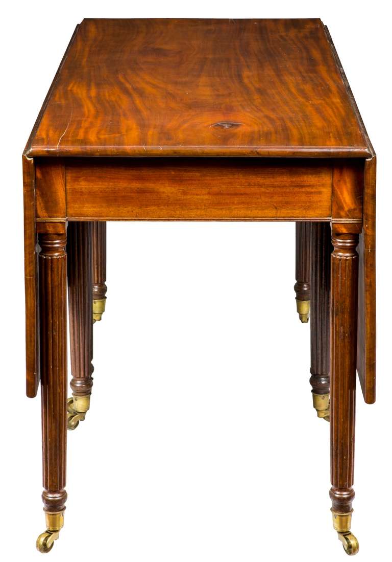 Mahogany Drop-Leaf Table with Eight Reeded Legs, Probably American ...