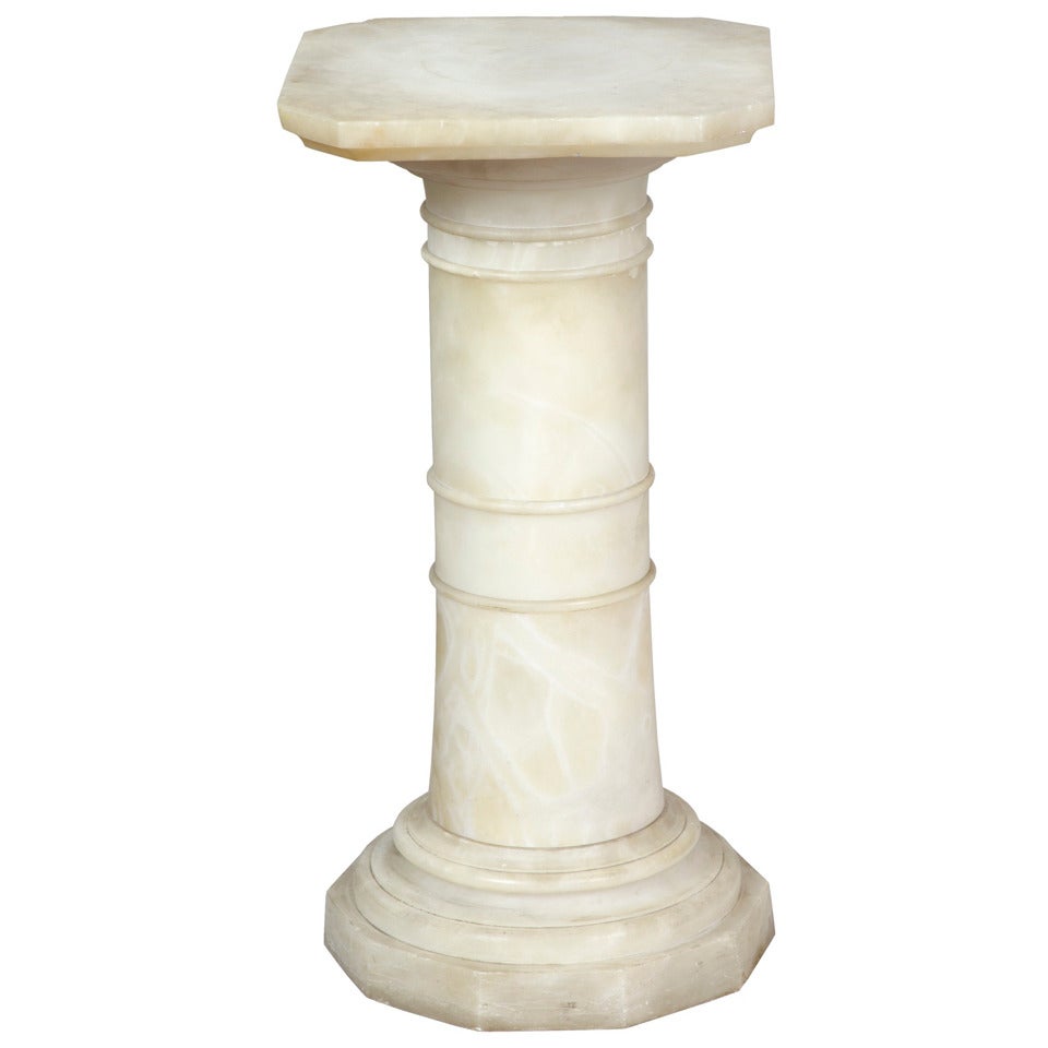 White Marble Rotating Pedestal, Probably Turn of the Century at 1stDibs