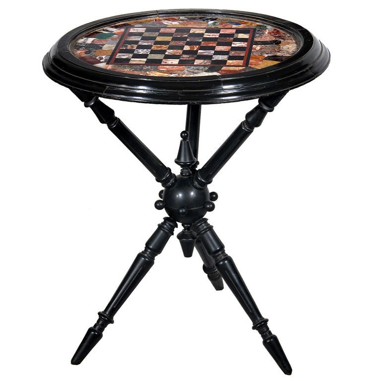 Aesthetic Marble Games Table with Pietra Dura Specimens For Sale at 1stDibs