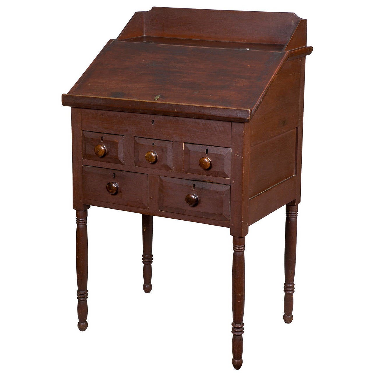 Red Painted Walnut Slant Lid Standing Desk, Probably Pennsylvania ...