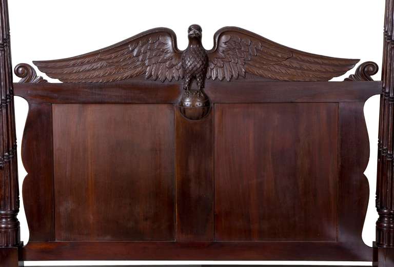 Important Carved Mahogany Classical Bed, with Elaborate Eagle, Standing ...