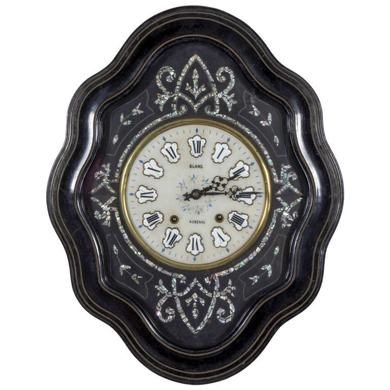 French 'Bakers' Wall Clock with Mother-of-Pearl Inlay, Late 19th ...