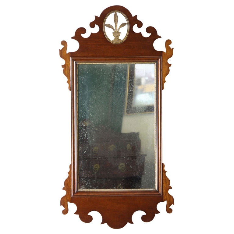 Mahogany Carved Chippendale Mirror with Gilt Urn For Sale at 1stDibs