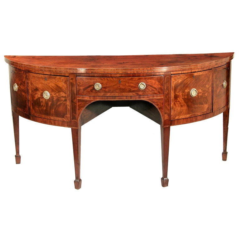 Large Inlaid Mahogany Hepplewhite Demilune Sideboard For Sale at 1stDibs