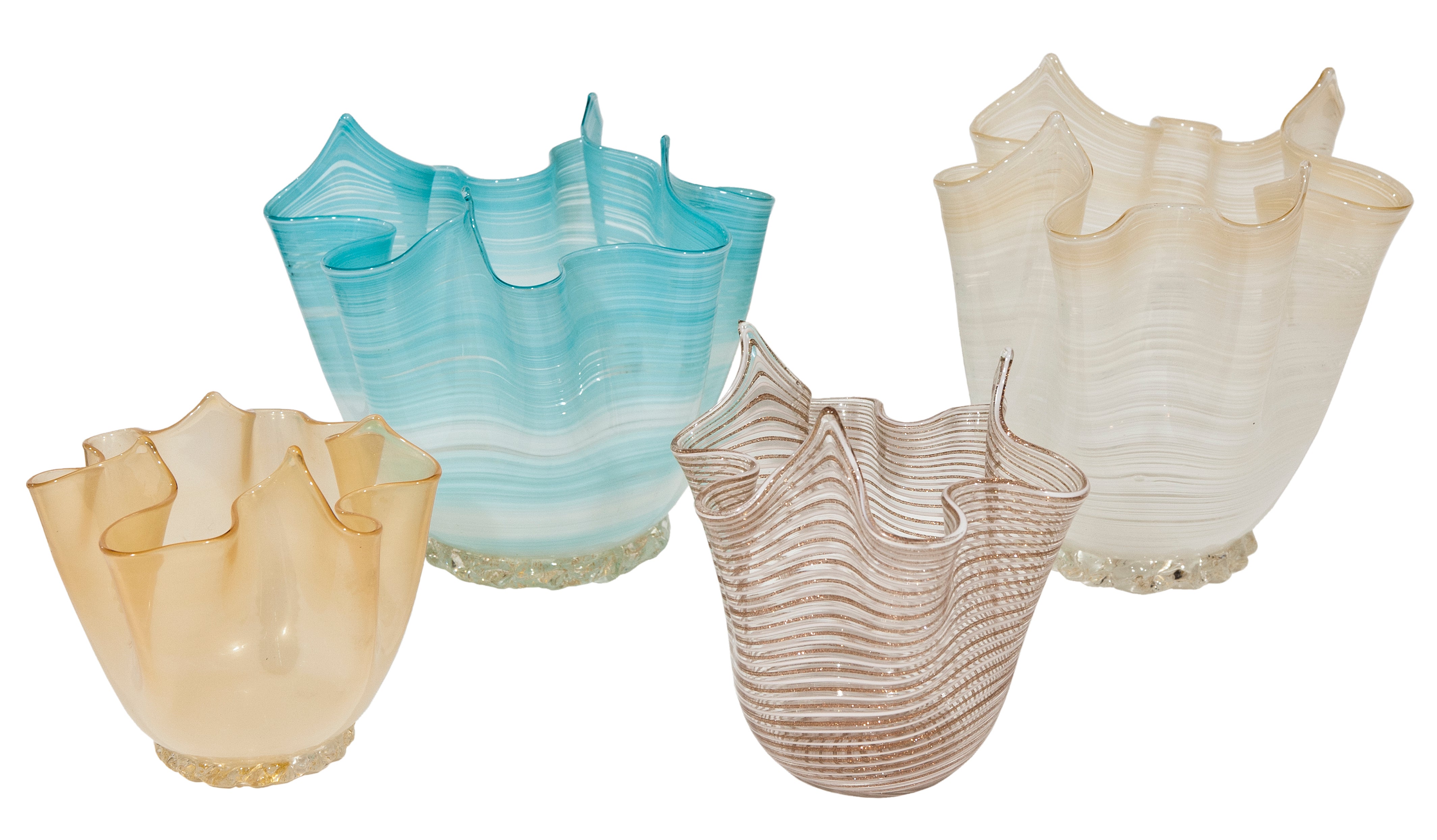 A Collection of 4 Murano Handkerchief Vases For Sale at 1stDibs