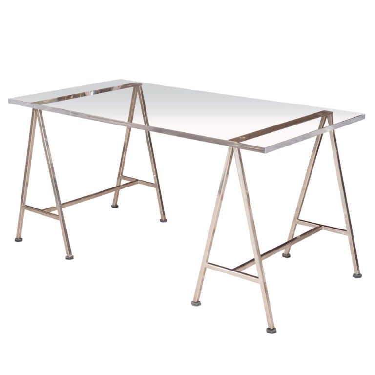 Chrome Trestle Writing Table at 1stDibs