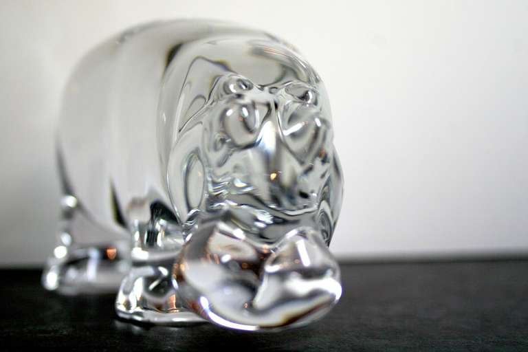 Baccarat Crystal Hippopotamus at 1stDibs | baccarat hippo, hippo crystal