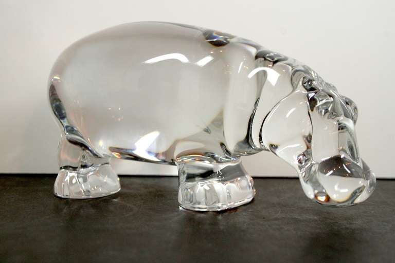 Baccarat Crystal Hippopotamus at 1stDibs | baccarat hippo, hippo crystal