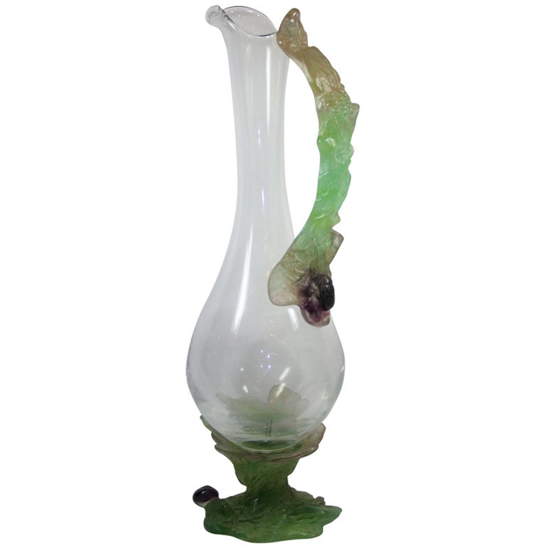 Daum France Pate de Verre Pitcher For Sale at 1stDibs
