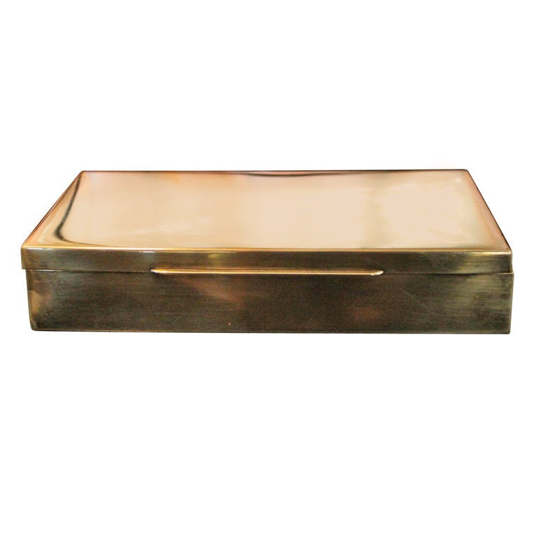 Silver plate | wood lined Cigarette Box at 1stDibs