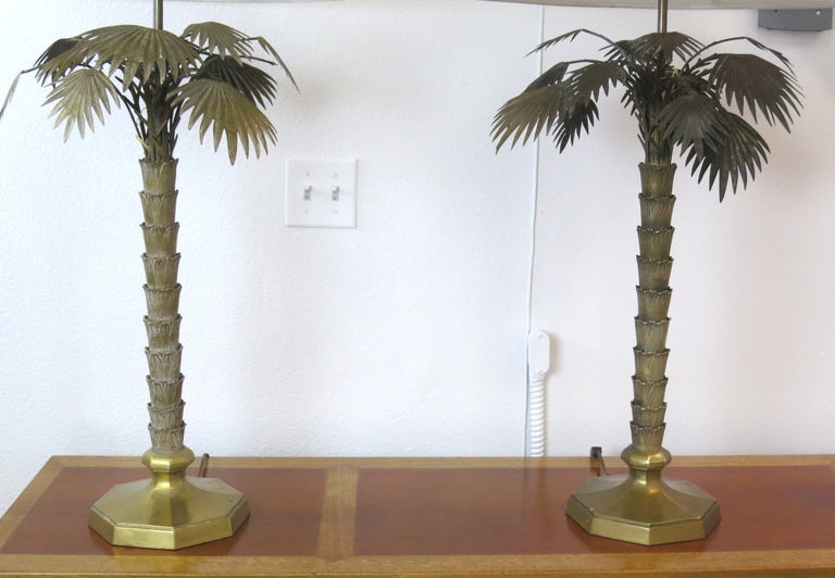 Pair of Vintage Bronze Palm Tree Lamps at 1stDibs