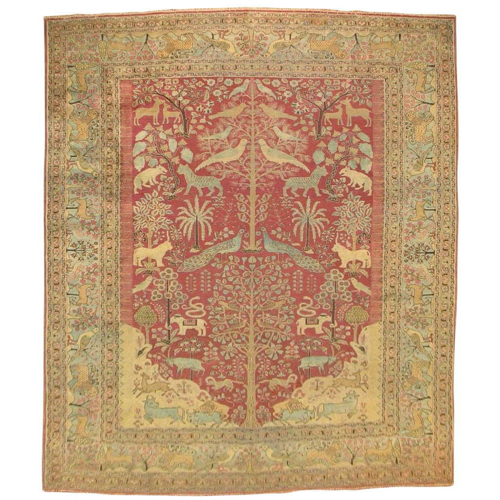 Persian Pictorial Animal Rug at 1stDibs | persian rug with animals ...