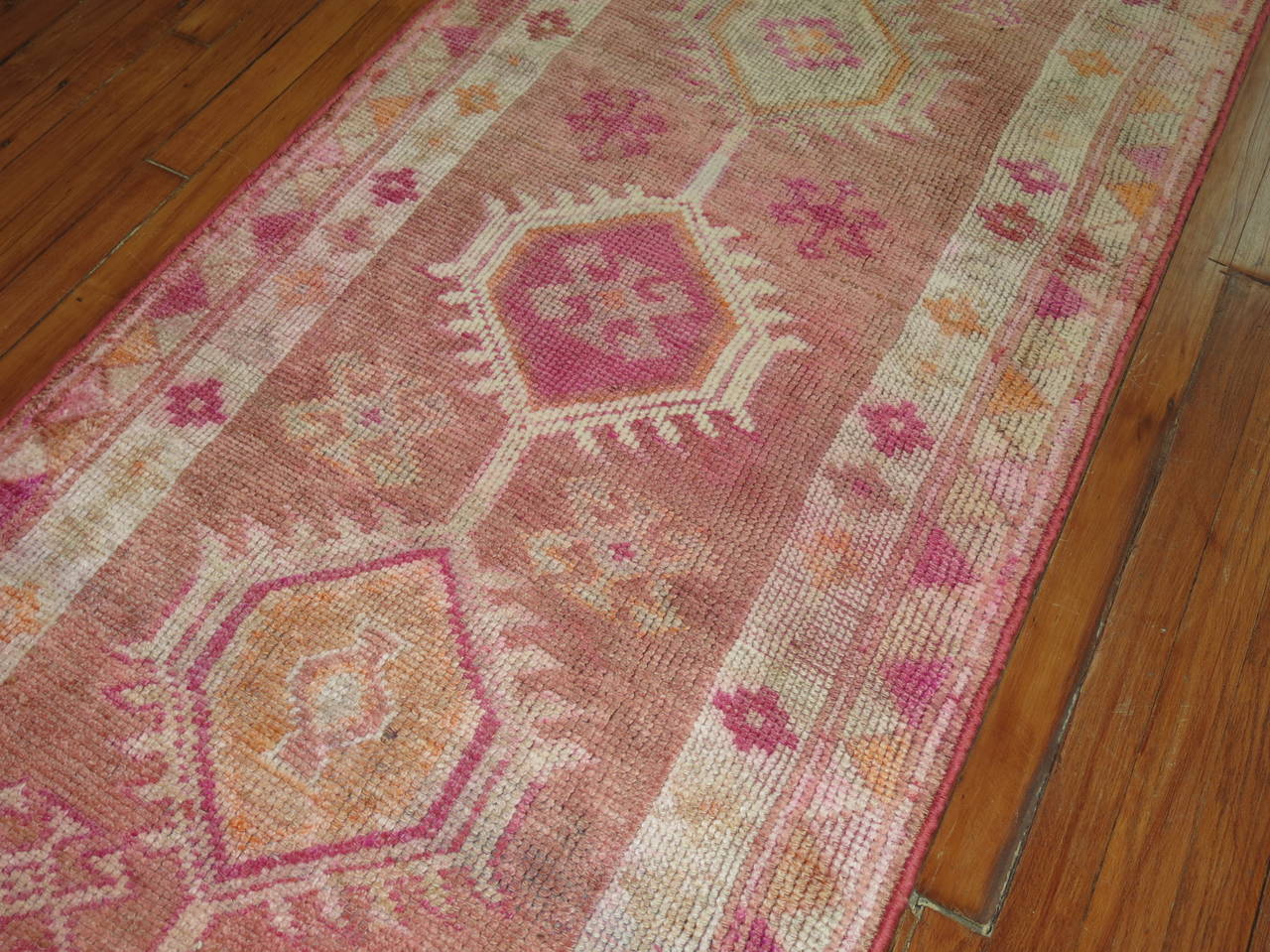 Vintage Pink Turkish Oushak Runner at 1stDibs | pink turkish runner