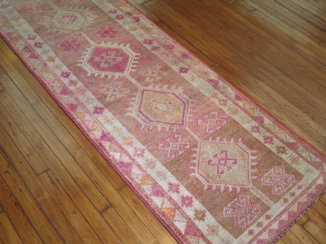 Vintage Pink Turkish Oushak Runner at 1stDibs | pink turkish runner