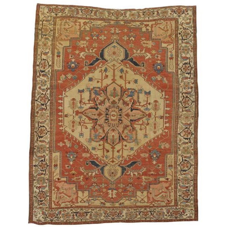 Persian Antique Heriz Serapi Rug, circa 1870s at 1stDibs
