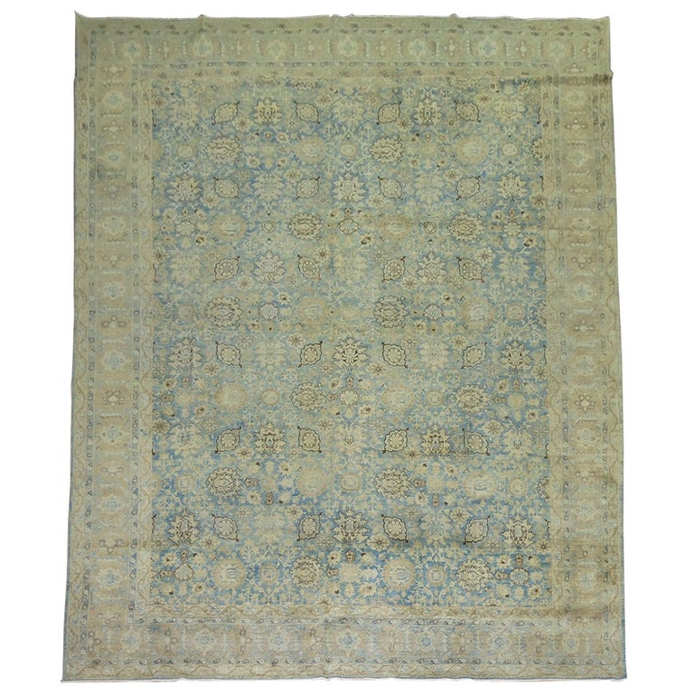 Antique Pale Blue Persian Tabriz Rug For Sale at 1stDibs | pale blue ...